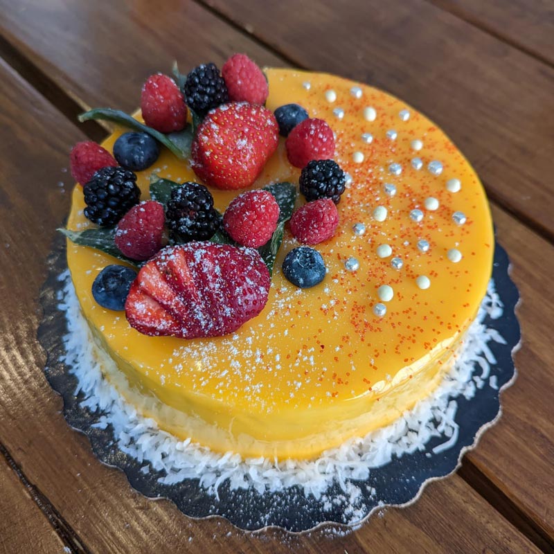 Passion Fruit Raspberry Cake – Café Madelaine